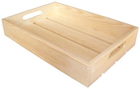 Dřevěný podnos hranatý s otvory po stranách - 32 x 22 cm