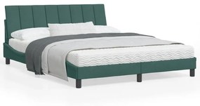 vidaXL Rám postele s LED osvětlením tmavě zelený 160 x 200 cm samet