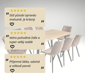 Vikio Jídelní set pro 8 osob 180x90 cm dub noha U béžová židle VJS158-8BE-S