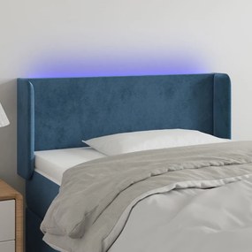 Čelo postele s LED tmavě modré 103 x 16 x 78/88 cm samet 3123002