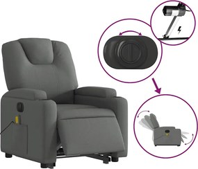 Elektrické zvedací masážní polohovací křeslo tmavě šedé textil 3204405