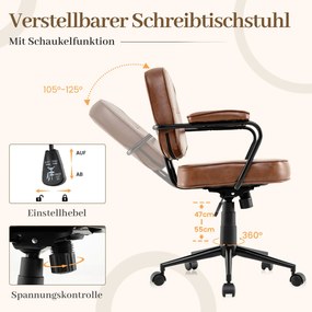 Costway Ergonomická kancelářská židle s područkami a kolečky, výškově