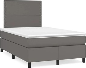Box Spring Postel S Matrací A Led Šedá Umělá Kůže Šedá Hladké s hřebíky 1