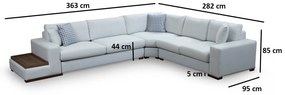 Rohová sedačka s integrovaným stolkem Bellona 363 cm béžová - pravá