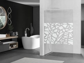 Mexen Kioto L, sprchová zástěna Walk-In 110 x 200 cm, 8mm čiré sklo bílý vzor, ​​bílý profil, 800-110-103-20-85