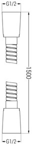 Mexen příslušenství, Sprchová hadice 150 cm, nerezové opletení, chrom, 79460-00