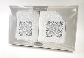 Greno Sada ručníků v krabici 2 ks 50x90 70x140 Dárkový bílý vzor 4 Frotex