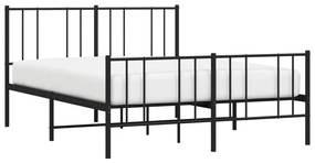 Kovový rám postele s hlavovým a nožním čelem černý 160 x 200 cm,  352501