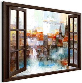Malvis ® Obraz Karlův most za oknem Velikost: 60x40 cm