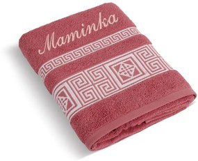 Bellatex Froté ručník řecká kolekce se jménem MAMINKA 50x100 cm terakota