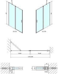 Polysan, ZOOM LINE sprchové dveře 1300mm, čiré sklo, ZL1313