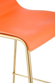 Sada 2 ks barových židlí Hoover plast, zlaté nohy - oranžová
