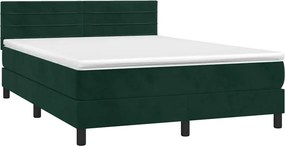 Box spring postel s matrací tmavě zelená 140x190 cm samet 3141362