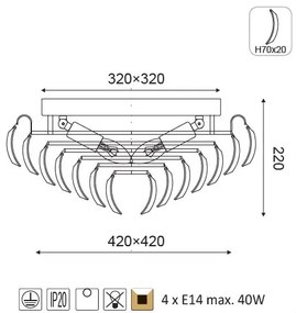 ACA DECOR Stropní svítidlo VICA max. 4x40W/E14/230V/IP20