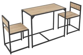Juskys Sada kuchyňského stolu se stolem a 2 židlemi - šedý vzhled dřeva