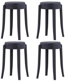 Stohovatelné stoličky 4 ks černé plast,  247278 HangarStore.cz