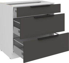 ARIA po | dolní skříňka 80 D 3S zásuvková | 80 cm | PREMIUM BOX | bílá/šedá grafit