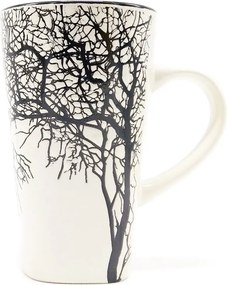 Kameninový hrnek Strom, 500 ml – vysoký, bílý, dánský minimalistický design