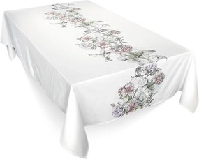 Veba ubrus garbo roses - bílý s tiskem 160x220 nešpinivá úprava