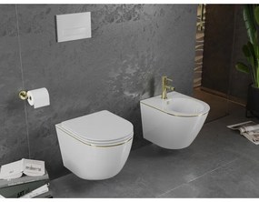 Mexen Lena, závěsný bidet 480x370x325 mm, bílá - zlatý okraj, 35224805