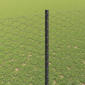 Hexagonální plot s podpěrou 100 x 1,5 m Ocel potažená PVC Šedá 3336941