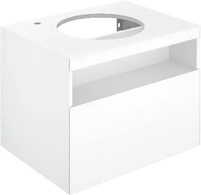 Keuco Stageline - Umyvadlová skříňka, 650x550x490 mm, s výřezem pro umyvadlo a baterii vlevo, s osvětlením a USB, bílá 32854300100
