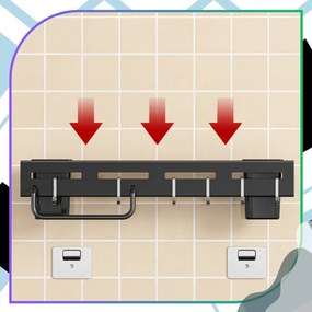 Camerazar Držák na kuchyňské nože a příslušenství nástěnný organizér 30 cm černý