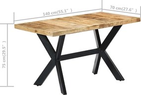 Jídelní stůl 140 x 70 x 75 cm masivní hrubé mangovníkové dřevo 247437