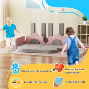 AIYAPLAY 12dílná sada pěnových kostek k lezení, stavění, plazení, vnitřní herní podložky s kordurovým potahem, šedá+růžová