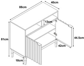 Drážkovaná komoda TURRO