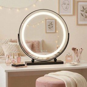 Rea MAKE-UP, kosmetické LED zrcadlo 40 cm v černém rámu k postavení, HOM-12020