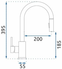 Rea Fresh, dřezová baterie s výsuvnou výlevkou, černá matná, REA-B9147
