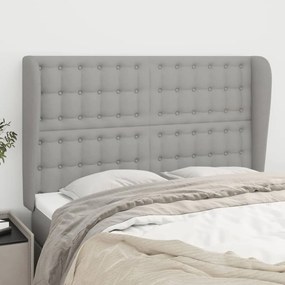 Čelo postele typu ušák světle šedé 147x23x118/128 cm textil 3118388