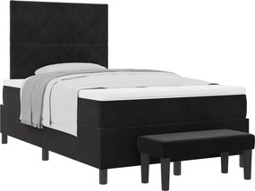 Postel s boxspringem s čelo Černá 190 x 120 cm samet 3344566