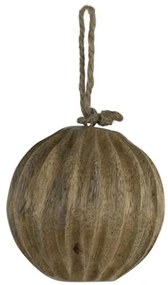 Dekorační závěsná dřevěná koule s vyrytými žebry