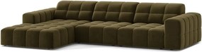 Khaki sametová rohová pohovka (levý roh/s lenoškou) Chicago – Cosmopolitan Design