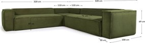 Zelená manšestrová rohová pohovka Blok – Kave Home