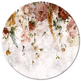 Kulatý obraz Akvarelové květiny - květinový motiv malovaný černobíle