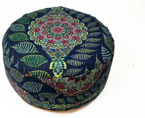 S radostí - vlastní výroba Meditační polštář s lístečkovou mandalou Velikost: ∅30 x v12 cm