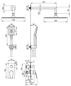 Deante Cascada Jasmin, podomítková sprchová sada, chromová, NAC_09JP