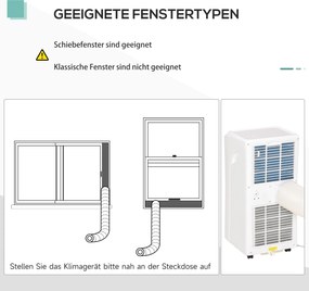 HOMCOM Mobilní klimatizace 21 kW Klimatizace 3 v 1 s 24hodinovým časovačem a 2 stupni rychlosti pro chlazení, odvlhčování a větrání | Aosom.de