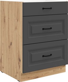 STILO gr | dolní skříňka 60 D 3S se zásuvkami PREMIUM BOX | 60 cm | artisan/grafit