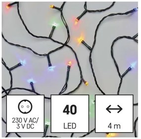 Vánoční osvětlení EMOS D4AM01 ZY0811T 40LED řetěz 4m multicolor s časovačem