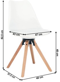 Jídelní otočná židle MAKADI - dřevo, plast, ekokůže, bílá / buk