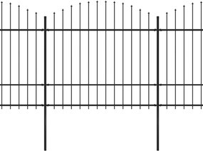 vidaXL Zahradní plot s hroty ocel (1,5–1,75) x 3,4 m černý [277740]