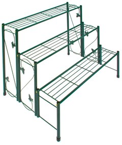 DEMA Schody na květiny 3 police 78x55x65 cm Antik, tmavozelené 47038D