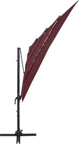 4stupňový zahradní slunečník s hliníkovou tyčí bordó 250x250 cm 313824