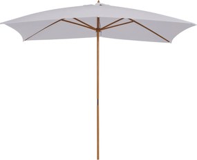 Zahradní slunečník Outsunny 295x200 cm s dřevěným sloupem, bambusovými žebry a kladkovým systémem - Vodotěsný klasický bílý slunečník pro terasu nebo