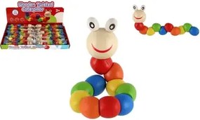TEDDIES Dřevěný červík / Motorická hračka / kloubový / dřevo / 18 cm