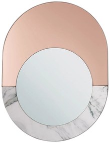 Nástěnné zrcadlo oválné  65 x 50 cm růžovo zlaté / bílý mramor RETY Beliani